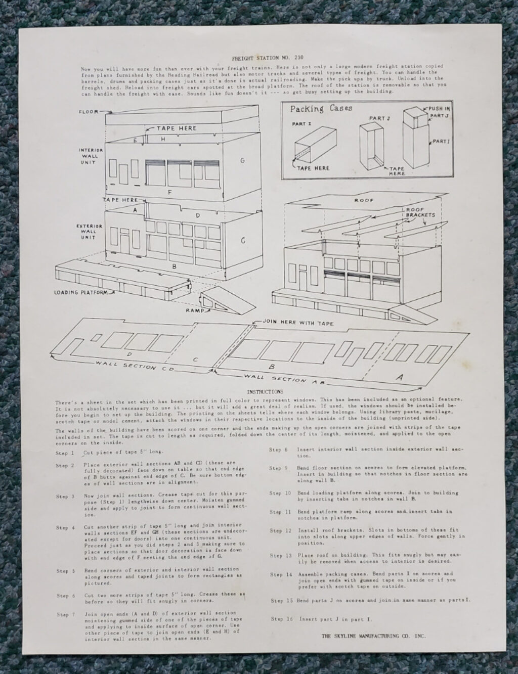 1950’s Sklyline No. 230 Freight Station HO Train Fold Away Construction ...