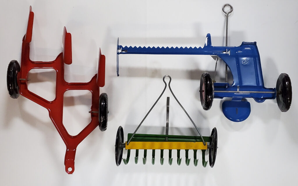 1940’s Marx Tin Litho Wind-Up Farm Tractor, Sickle Mower, Bottom Plow ...