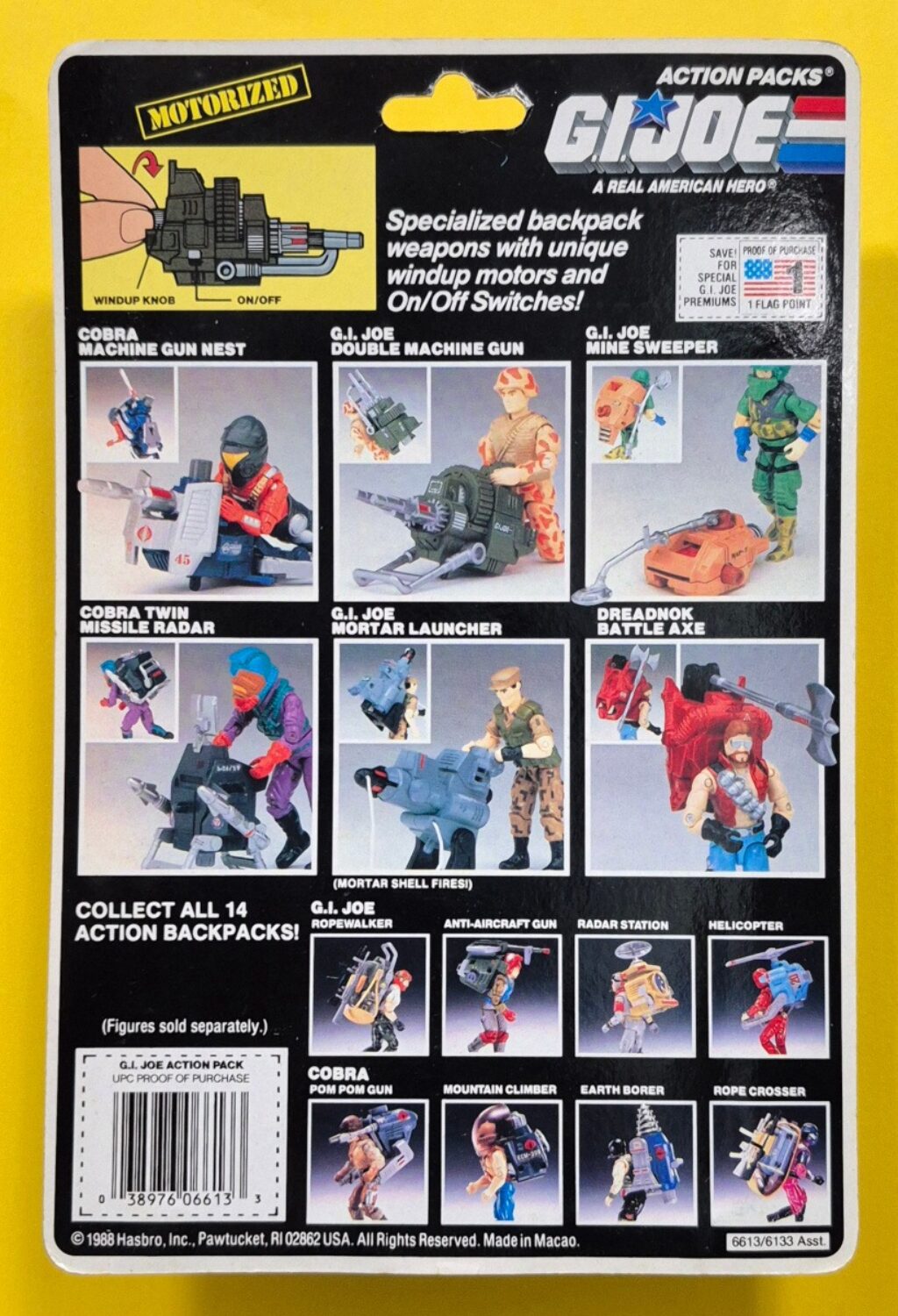 MOC 1988 Hasbro G.I. Joe ARAH Motorized Double Machine Gun Action Pack ...