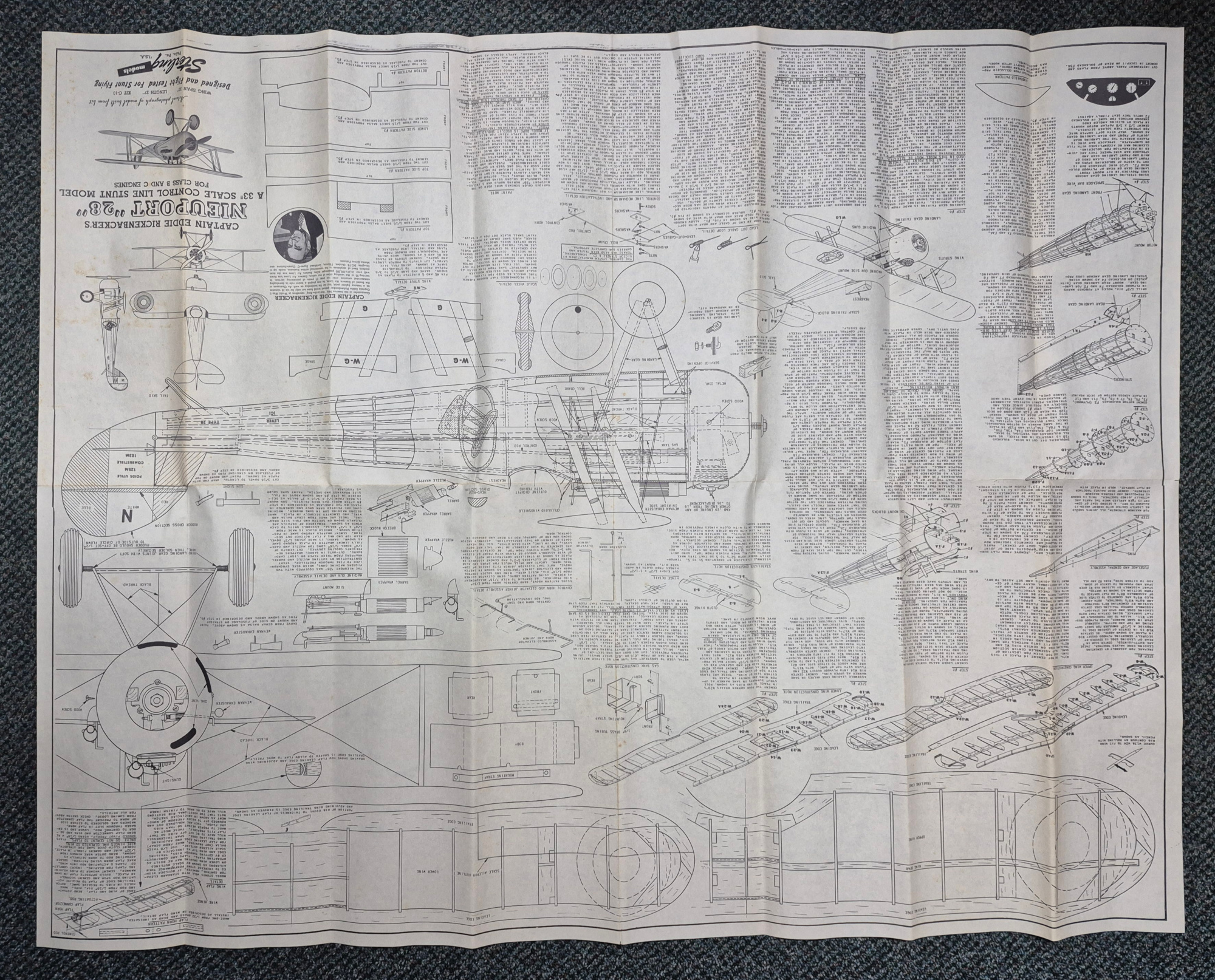 Vintage 1950’s Captain Eddie Rickenbacker’s Nieuport “28” Balsa Wood ...