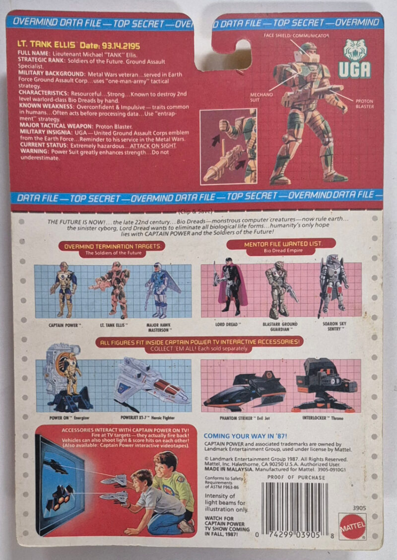 MOC Mattel Captain Power Lt. Tank Ellis Action Figure: Mint on Factory ...