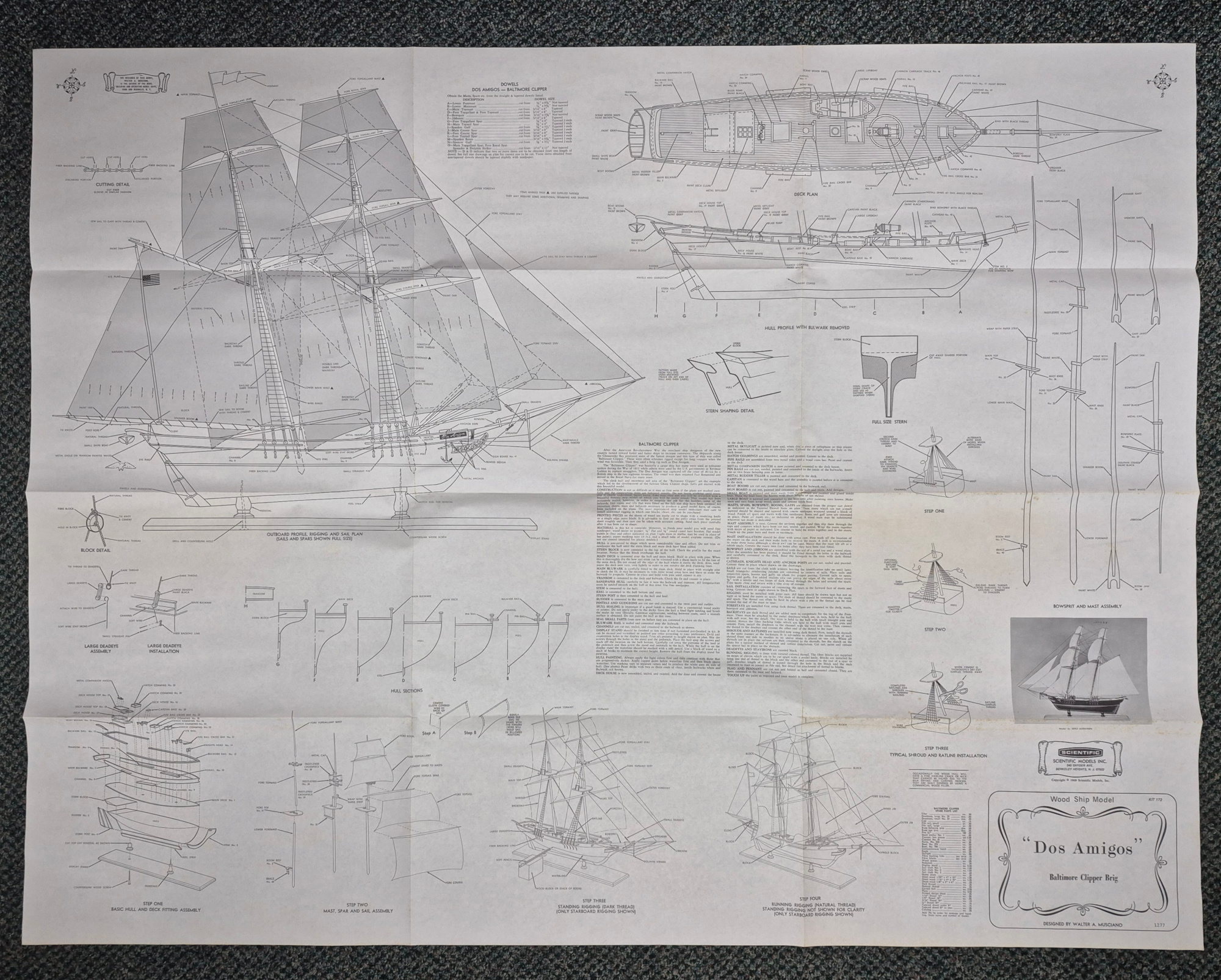 Vintage 1969 Scientific Models Dos Amigos Baltimore Clipper Wood Ship ...